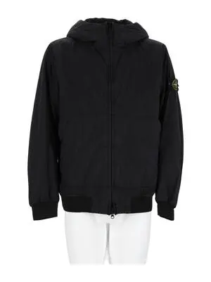 Stone Island Zip-up Hooded Jacket - Black