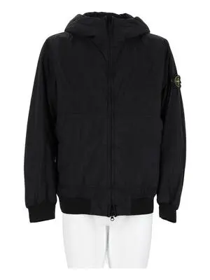 Stone Island Zip-up Hooded Jacket - Black