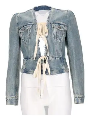 MAISON MARGIELA Denim Jacket With Front Tie Detail - Blue
