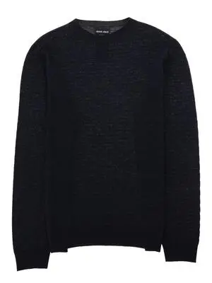 Giorgio Armani Textured Knit Crewneck Sweater - Blue
