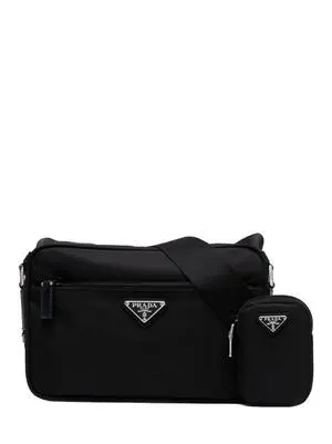 Prada Re-nylon Shoulder Bag With Detachable Pouch - Black