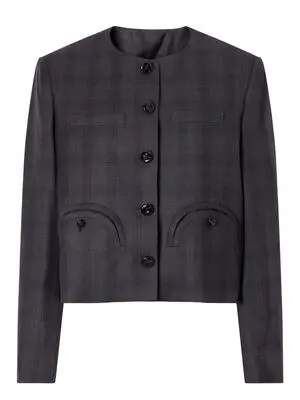 BLAZÉ MILANO Cropped Prince Of Wales Wool Bolero - Grey