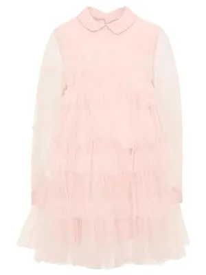 SIMONETTA Tulle Ruffled Shirt Dress - Pink