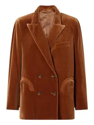 BLAZÉ MILANO Double Breasted Cotton-velvet Blazer - Brown