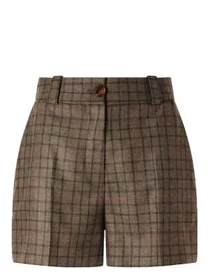 BLAZÉ MILANO Teke Checked Wool And Cashmere-blend Shorts - Brown