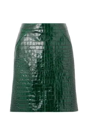 TOM FORD Croc-effect Leather Skirt - Green