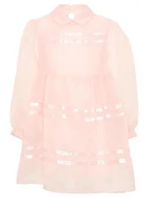 SIMONETTA Long-sleeve Tiered Dress With Peter Pan Collar - Pink