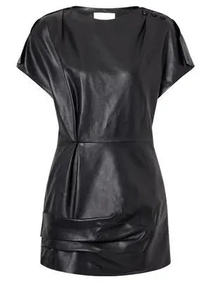 ISABEL MARANT ÉTOILE Isabel Marant Alia Draped Leather Mini Dress