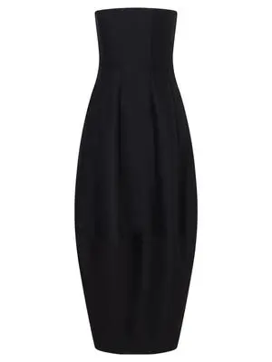 Khaite Stela Wool And Silk-blend Midi Dress - Black
