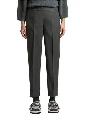 Peserico Cuffed Glitter-trim Pants - Black