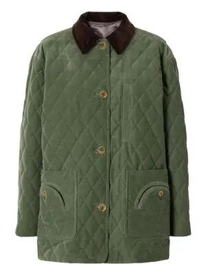 BLAZÉ MILANO Clelia" Matelassé Corduroy Jacket With Contrasting Collar - Green