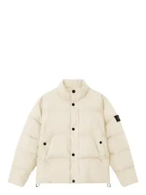Stone Island Padded Down Jacket With Stand Collar And Wind Resistance - Ivory