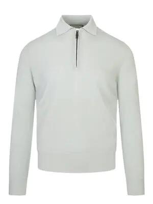 Canali Long-sleeve Polo-collar Sweater - Turquoise