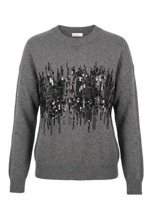 Peserico Embellished Drop-shoulder Jumper - Gray