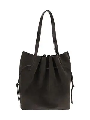 Yuzefi Scallop Drawstring Tote Bag - Black