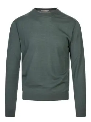 Canali Long Sleeve Round Neck Knit Top - Green