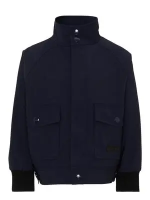 LANVIN Logo-patch Funnel Neck Jacket - Blue