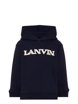 LANVIN Oversized Logo Embroidered Hoodie - Blue