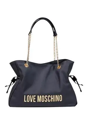 Moschino Dual-handle Shoulder Bag With Gold Tone Logo - Black