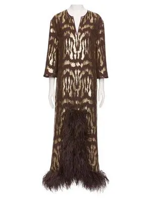 Valentino Garavani Long-sleeved Dress With Feather Trim - No