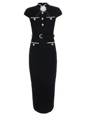SELF-PORTRAIT Embellished Fitted Dress - Black