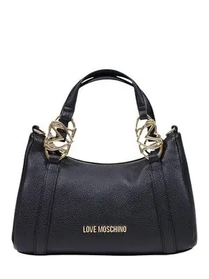 Moschino Dual-handle Shoulder Bag With Gold-tone Heart Details - Black