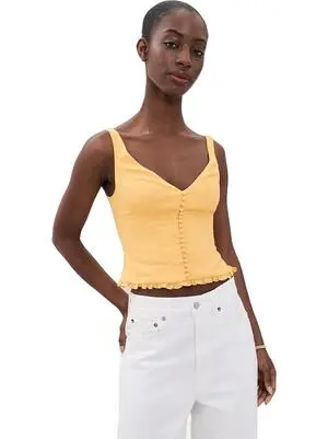 REFORMATION Flicka Linen Top - Maize