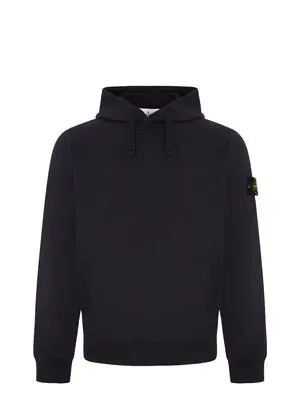 Stone Island Cotton Hoodie With Compass Badge - Black