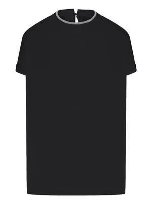 Brunello Cucinelli Jersey T-shirt With Monili Detail - Black