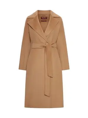 Max Mara Cashmere Blend Midi Wrap Coat - Brown