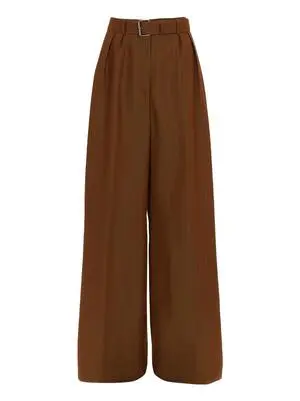 Dries Van Noten Tailored Wide Leg Belted Trousers - Brown