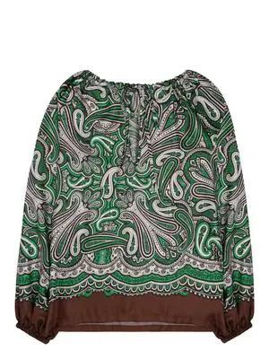 P.a.r.o.s.h Paisley Print Silk Blouse - Green