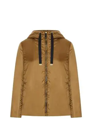 Max Mara Padded Jacket With Hood In Waterproof Canvas - Brown