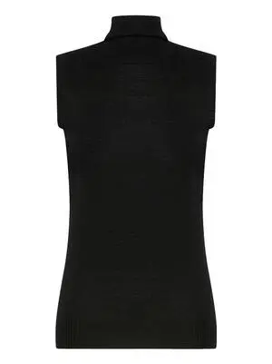 Sportmax SPORTMAX Sleeveless Pure Wool High Neck Top Black