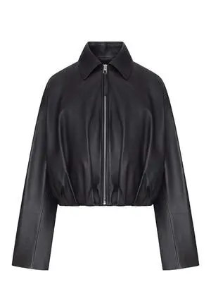 Loewe Lamb Nappa Jacket With Asymmetric Draping - Black