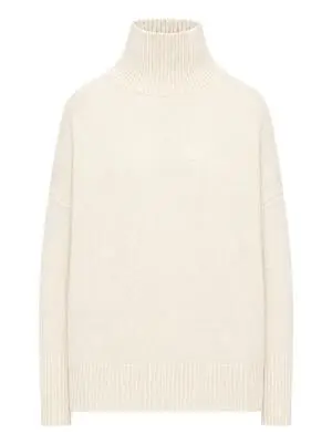 LISA YANG Heidi Ribbed Cashmere Oversize Turtleneck Sweater - Cream
