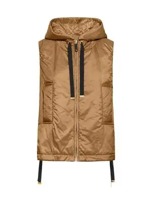 Max Mara Padded Vest With Hood In Waterproof Canvas - Multicolor