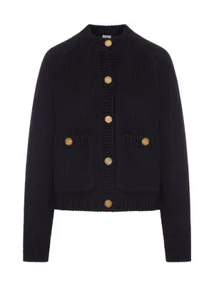 TOTEME Cotton Cardigan With Hammered-effect Buttons - Black