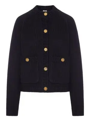 TOTEME Cotton Cardigan With Hammered-effect Buttons - Black