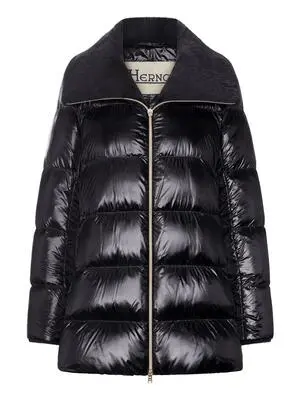 Herno Long Puffer Coat With Faux Fur Collar - Black