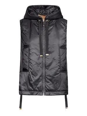 Max Mara Padded Vest With Hood In Waterproof Canvas - Black