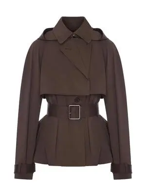 Loewe Cotton And Silk Gabardine Balloon Silhouette Jacket - Brown