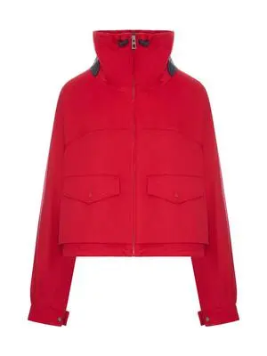 Loewe Cotton And Silk Gabardine Jacket With Contrasting Leather Details - Red