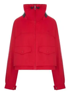 Loewe Cotton And Silk Gabardine Jacket With Contrasting Leather Details - Red