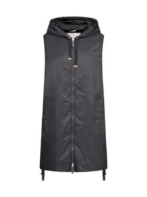 Max Mara Water-repellent Canvas Vest With Hood - Black