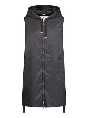 Max Mara Water-repellent Canvas Vest With Hood - Black