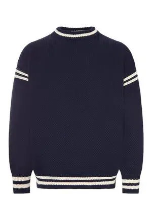 GOLDEN GOOSE Boxy Sweater With Embroidered Logo - Blue