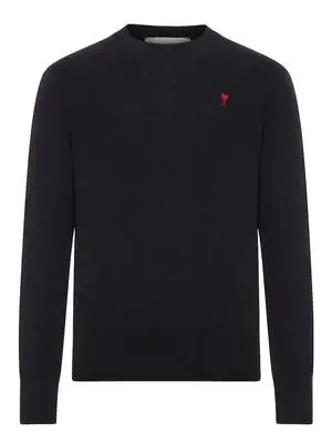 AMI Paris Crewneck Sweater De Coeur In Merino Wool - Black