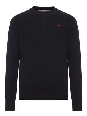 AMI Paris Crewneck Sweater In Merino Wool With De Coeur Embroidery - Multicolor