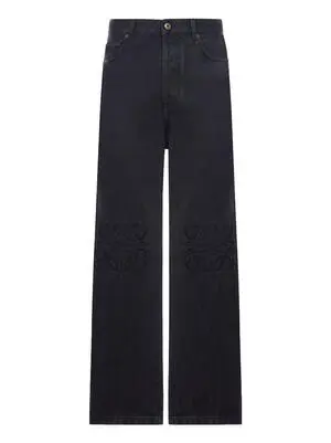 Loewe Baggy Jeans With Anagram Embroidery - Black